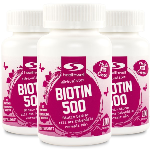 Köp Biotin 500 3-pack hos Svenskt Kosttillskott
