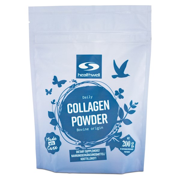 Healthwell Collagen Pulver Bovint | 100% kollagen | Svenskt Kosttillskott